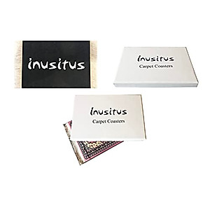 Carpet Coasters, Set of 4 Turkish Rug Style Table Drink mats, Absorbent Kitchen and Dining Accessories, Spill & drip Protection, Rectangular