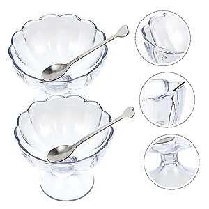 Mikinona 2pcs Dessert Goblet Mini Server Glass Dessert Bowls Clear Dessert Cups Taster Bowl Mini Trifle Dish Parfait Cup Ice Cream Bowls Clear Goblet Dessert Bowl Cups Snack Cup Transparent