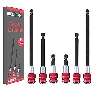 Drill Bit Extension Magnetic Drill Bit Holder 1/4 Hex Shank Quick Change Drill Extension Bit Holder for Impact Driver, Drill Bit Extender Work with All 1/4-Inch Hex Shank Drive Bits (6 Packs)