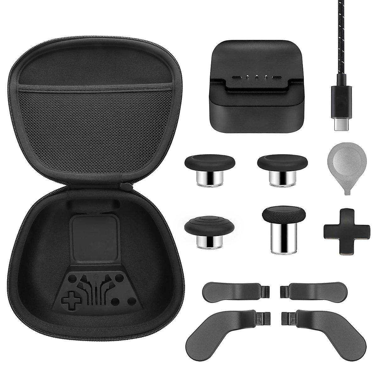 Complete Component Pack for Xbox Elite Controller Series 2 - Accessories Includes 1 Carrying Case, 1 Charging Dock, 4 Thumbsticks, 4 Paddles and 1 Adjustment Tool black
