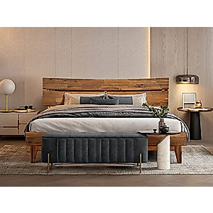 Acacia Aurora 14 Inch Wood Platform Bed, Bed Frame with Headboard, Queen Size, Caramel