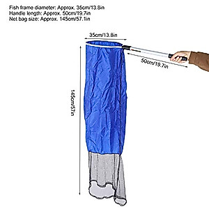 Aquarium Fish Net, Waterproof Soft Fish Transfer Net Long Koi Tansfer Mesh Basket with 20-inch Long Handle for Medium Large Fish Spawning, Breeding, Care & Transfer(Diameter 35CM)