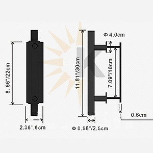 Sliding Barn Door Handle, Double Sided Rectangular Black Door Pull Handle, Door Handle Replacement, Both Interior and Exterior Doors