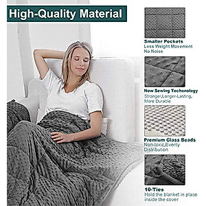 Double Couple Sherpa Fleece Weighted Blanket for Adult 20 lbs 60"x80" Queen Size 160-280 lbs Individuals Extra Fuzzy Throw Blanket Plush Heavy Blanket with Premium Glass Beads for Bed