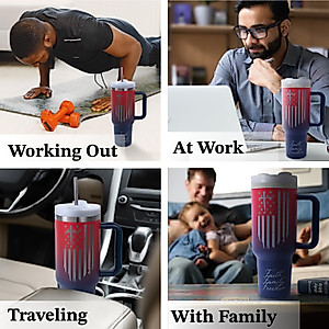 40oz Inspirational & Encouraging Christian Tumbler, Child of God Stainless Steel Coffee Cup, Insulated Bible Verse Travel Cup with Handle Straw, Laser Engraved Religious Gifts for Baptisms & Birthdays