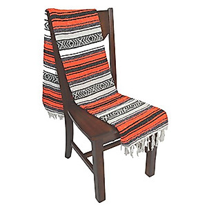 Open Road Goods Orange and Black Mexican Falsa Blanket - Great for The Beach, Picnics, Yoga, or a Throw! Handwoven Colors of Halloween Blanket
