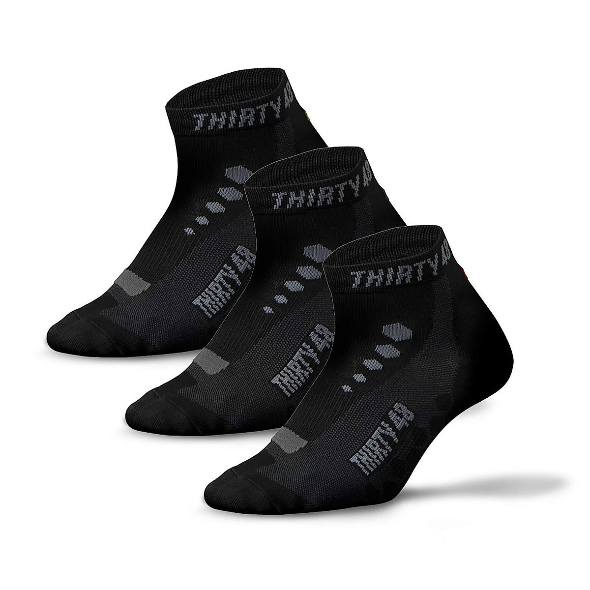 Thirty48 Low Cut Cycling Socks for Men and Women | Unisex Breathable Sport Socks (Large - Women 9-12 // Men 8-11, [3 Pairs] Black/Gray)