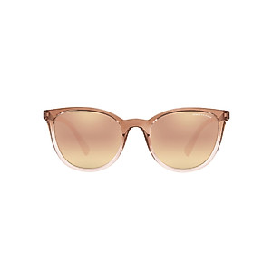 A|X ARMANI EXCHANGE Women's AX4077SF Low Bridge Fit Oval Sunglasses, Transparent Tundra/Rose/Rose Gold Mirrored/Grey, 56 mm