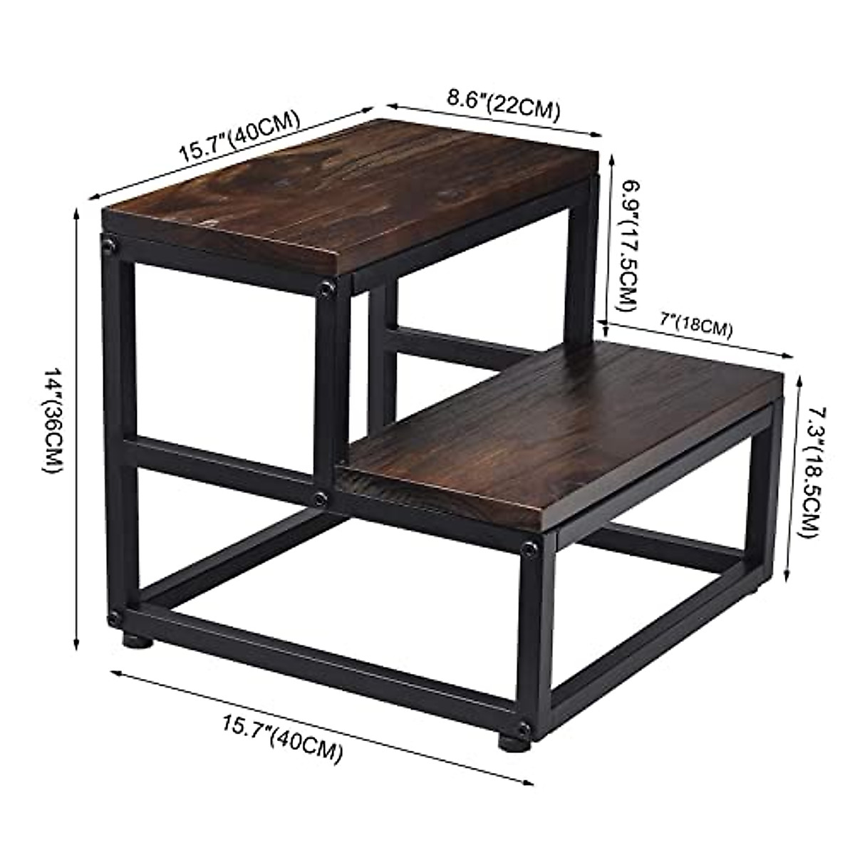 Step Stools for Bedside for Adults with 400lb Load Capacity -Assembly Required(Ebony)