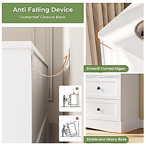 Hasuit White Dresser for Bedroom with 10 Drawers, 55.2" Long Drawer Dresser with Charging Station, Farmhouse Dresser Chest of Drawers, Large Wooden Storage Tower Organizer, Dresser for Bedroom Closet