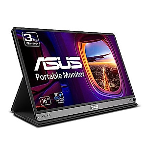 ASUS ZenScreen  15.6” 1080P Portable USB Monitor (MB16AC) - Full HD (1920 x 1080), IPS, USB Type-C, Eye Care, Smart Case, External Screen for Laptop, 3-Year Warranty,Black