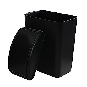 Easymanie 16 L Plastic Garbage Can with Swing Lid, Black Kitchen Slim Trash Can