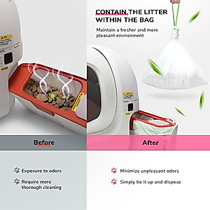 Bilibara 65 Count Drawstring Litter Box Liner Bags for Auto Self-Cleaning Litter Box, Extra Thick Leak Proof Cat Litter Replacement Waste Bags, Unscented, 22"W x 15.7"H, 4.6 Gal