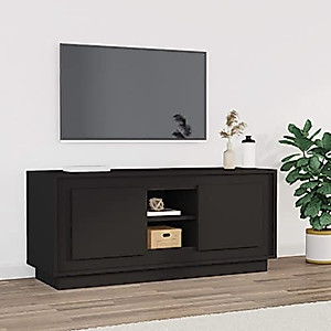 GaRcan TV Cabinet Media Furniture Sideboard Entertainment Centre TV Console Media Unit HiFi Cabinet Concrete Grey 102x35x45 cm Engineered Wood (Black)