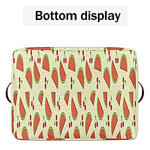 Fabric Storage Bins Watermelon Seed Cherry Small Shelf Basket With Handles Decorative Cubes Box Organizer Containers for Shelves Home Office Decor