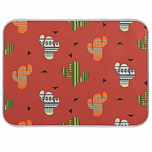 Boho Cactus Colorful Dish Drying Mat for Kitchen, Absorbent Microfiber Drying Pad Dish Mat, 24" X 18"