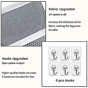 Kanrichu 2pcs Large Wall Hanging Organizer Bag, Linen Fabric Door Hanging Storage Baskets with Pockets, Waterproof Bin for Kitchen, Bedroom, Office, RV Camper (Gray)