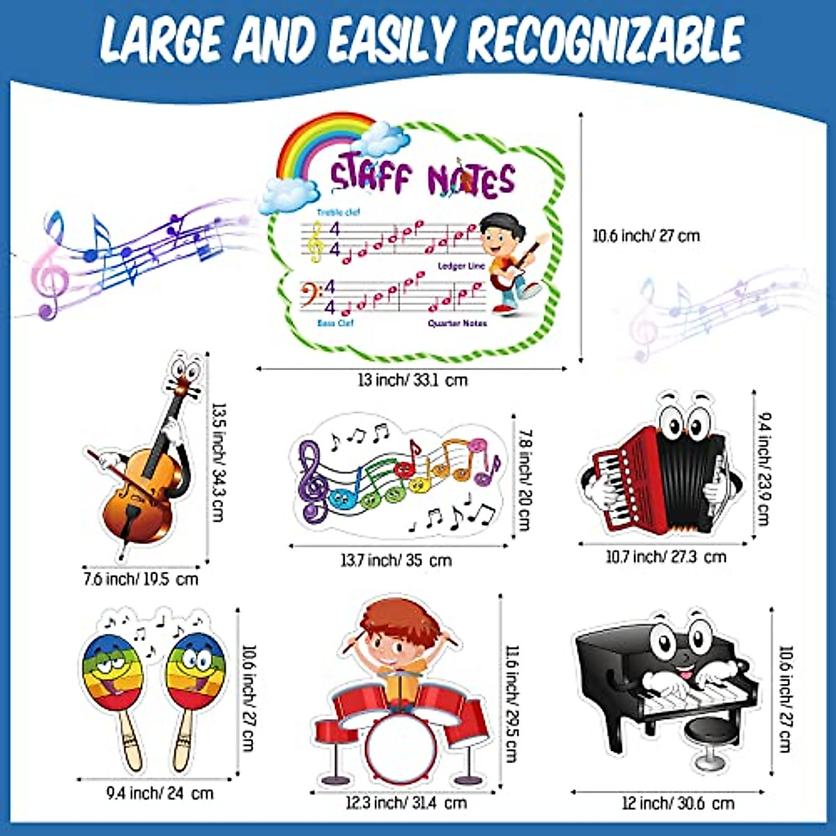 15 Pieces Music Classroom Posters Musical Elements Bulletin Board Posters Set Music Education Wall Decor Posters for High School Primary School Middle School Homeschool Class Teaching Supplies