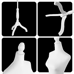 Female Dress Form Mannequin Torso Body with Adjustable Tripod Stand Dress Jewelry Display (White)