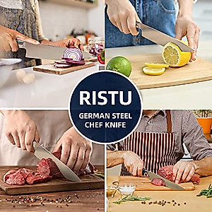 RITSU Chef Knife - 8 Inch Chef's Knife, Ultra Sharp Kitchen Knife, German High Carbon Steel Japanese Chef Knife with Ergonomic Handle for Home Kitchen Restaurant