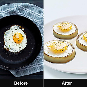Egg Ring, Stainless Steel Omelet Mold Non Stick Pancake Ring Mold for Frying Egg, Egg Circles for Griddle (2 Sizes, 4 Pack)