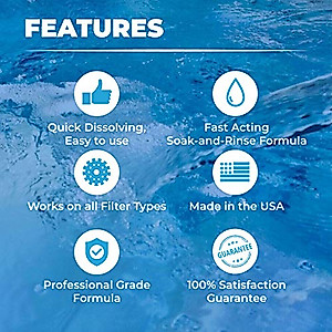 Hot Tub Filter Cleaner Soak, Pool Filter Cleaner & Pool Cartridge Cleaner - Spa Filter Cleaner Soak & Spa Filter Cleaning Solution for HotTub Cartridges. Easy to Use Filter Degreaser | AquaDoc 32oz