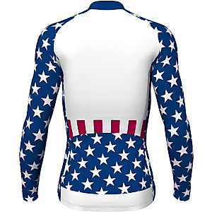 Lo.gas USA Cycling Jersey Men Long Sleeve Bike Biking Shirts American Flag Road Bicycle Clothing Full Zip with Pockets