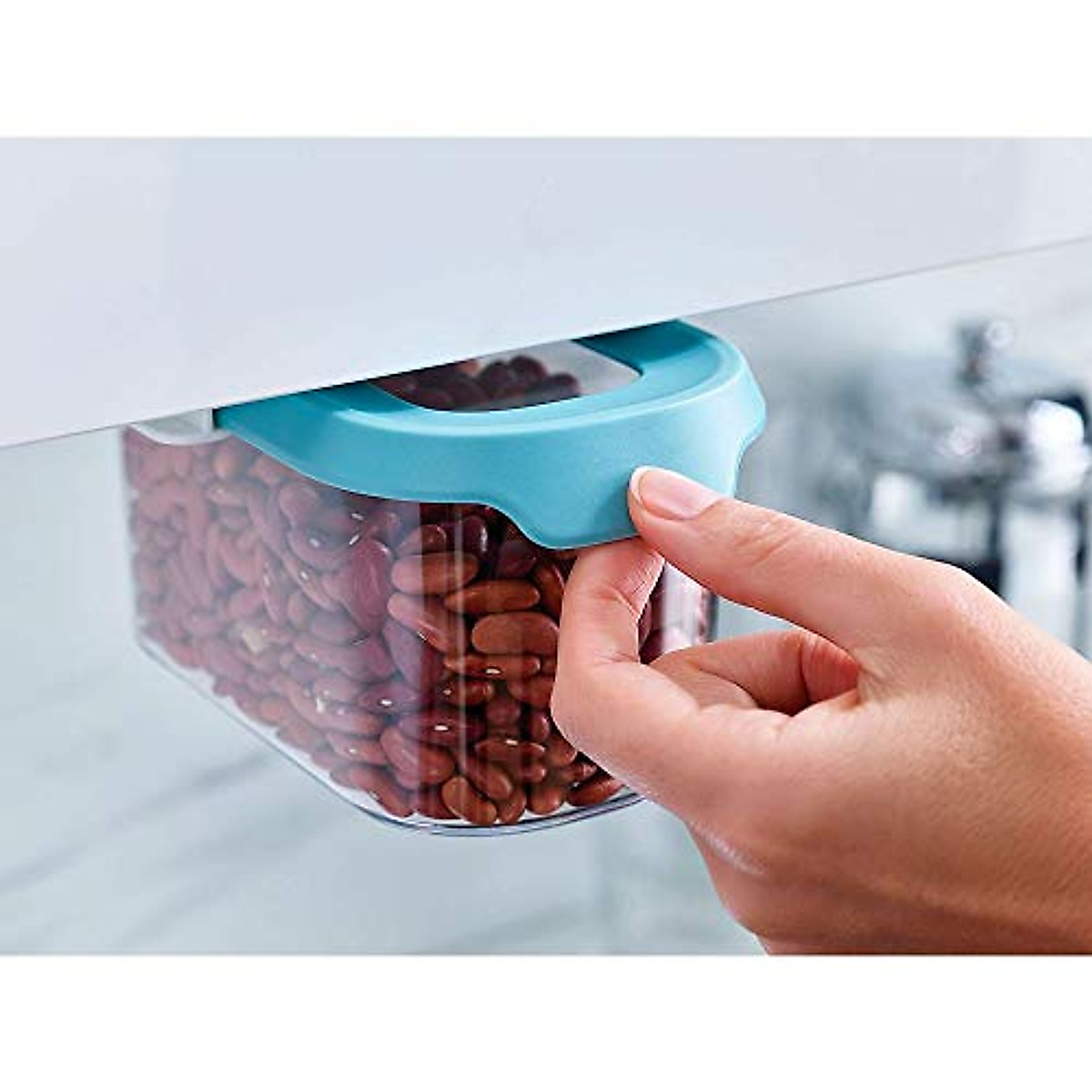 Joseph Joseph CupboardStore Airtight Easy Pour Food Container 3M Tape Undershelf Storage Hanger, 3-Piece Set - Small, Opal