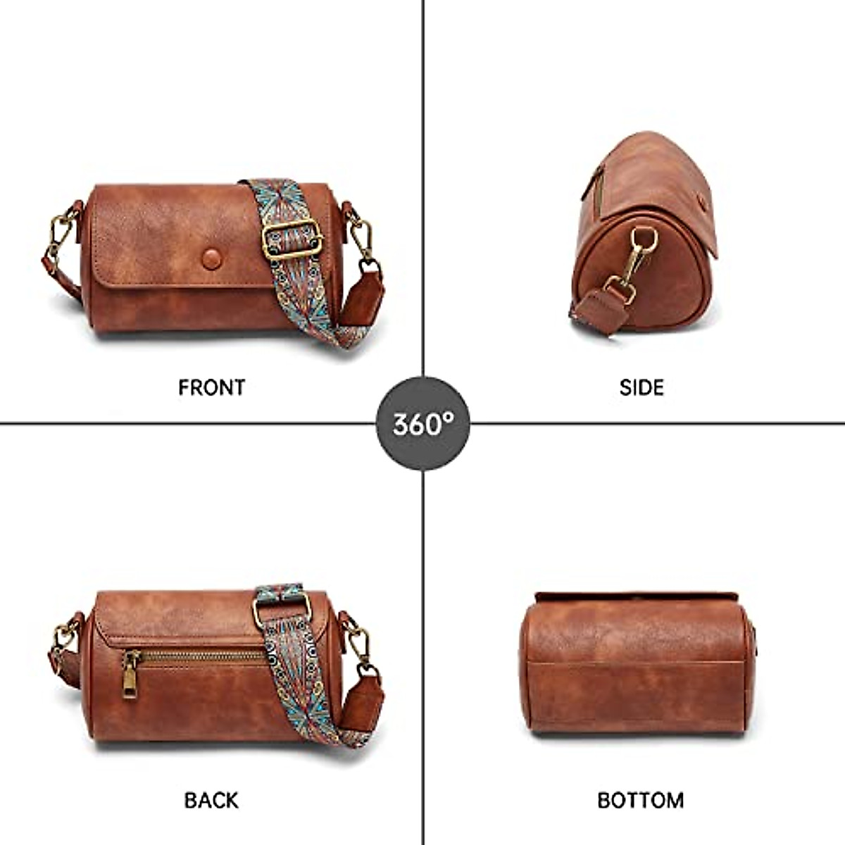 CORALDAISY CrossBody Bag for Women Purses, Small Cell Phone Purse Women's Shoulder Handbags Hobo, Leather Fashion Shoulder Bag Purse with 2 Adjustable Strap Gifts for Her (Brown)