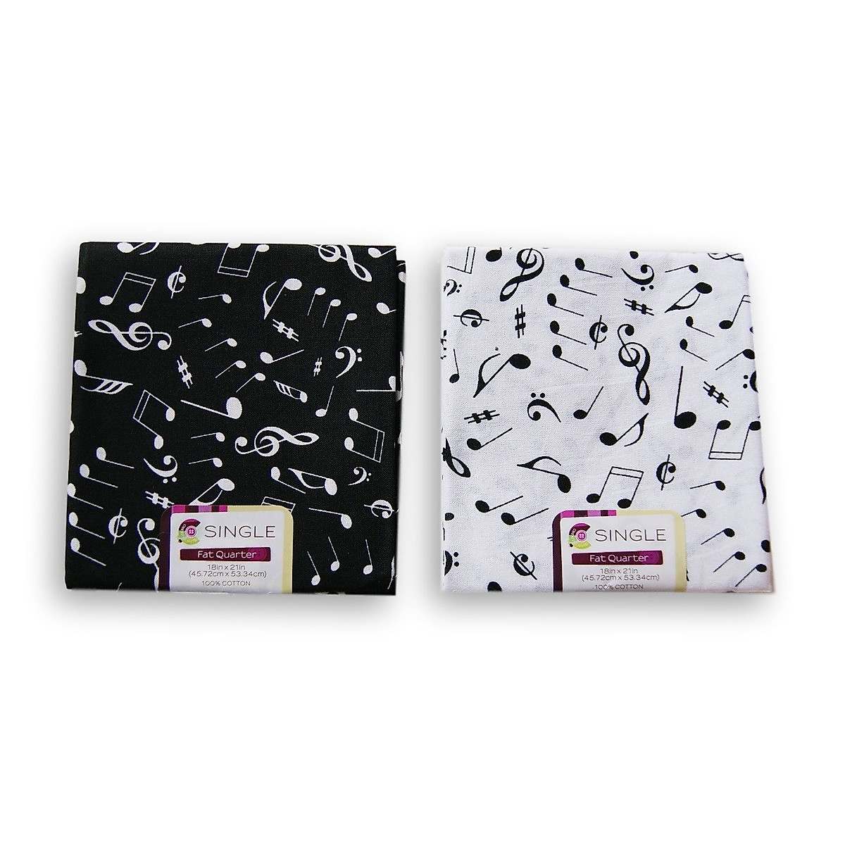 Creative Cuts Music Notes Fat Quarters Bundle - Black and White Pattern Theme