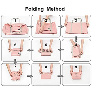 Foldable Travel Duffel Bag (2 Pack), For Spirit Airlines, Weekender Overnight Bag, Tote Carry on Luggage Sport Duffle Weekender Overnight for Women and Girls (Pink Blue)