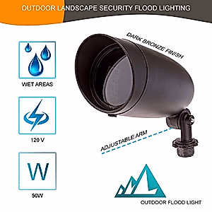 Dysmio Lighting One Light PAR20 120 Volt Die Cast Aluminum Durable Outdoor Landscape Security Lighting Flood, Dark Bronze