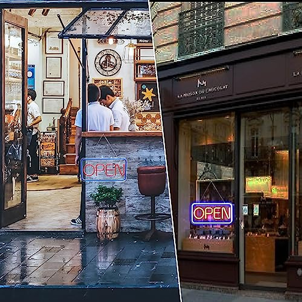 BESTIELAM Neon Sign, OPEN Neon Signs for Business, Ultra Bright Blue & Red LED Neon Lights For Wall Decor & Room Decor, Restaurant, Store, Bar, Party Decoration, USB Powered, 16"x 9"