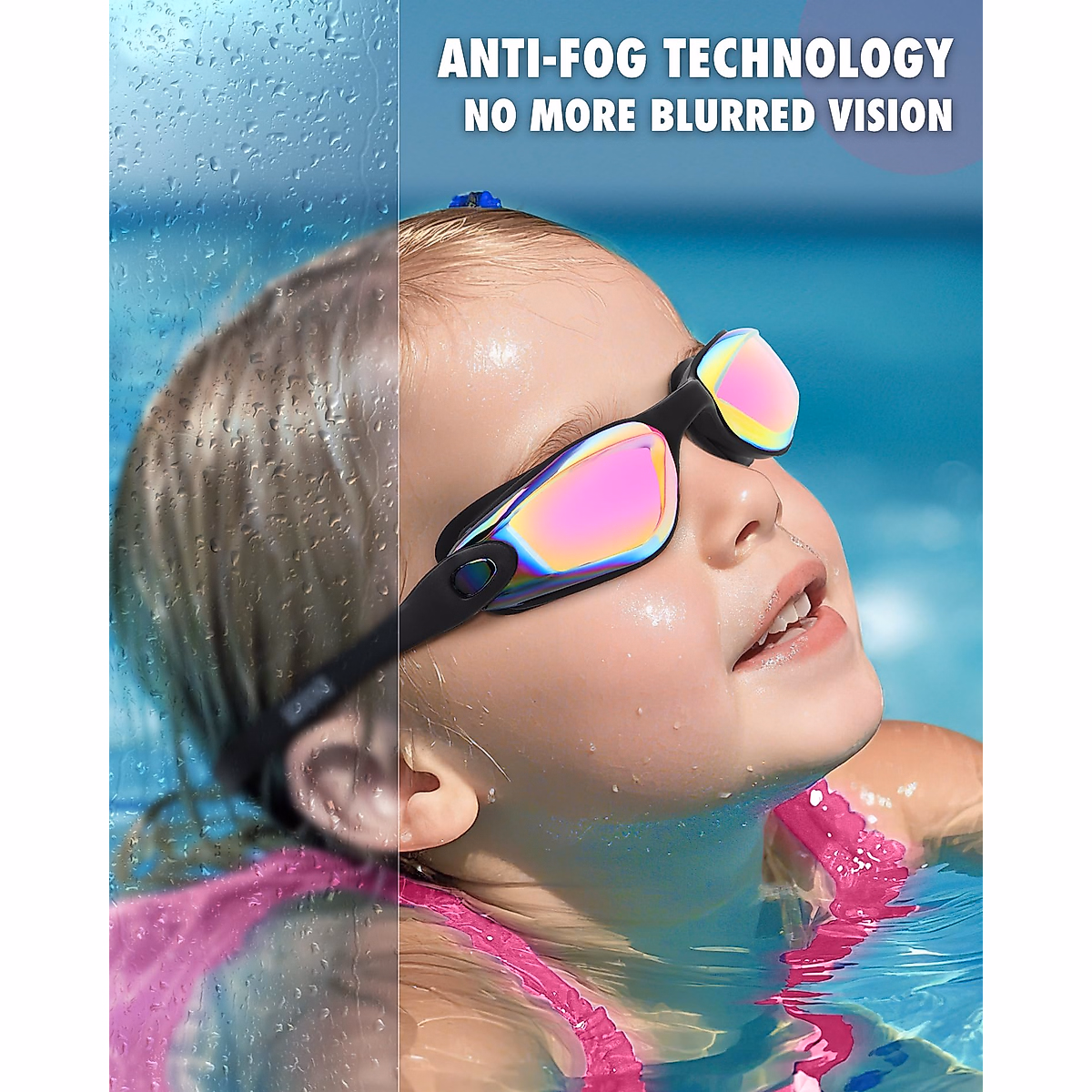 Aegend Kids Swim Goggles, Pack of 2 Swimming Goggles for Children Boys & Girls Age 3-14