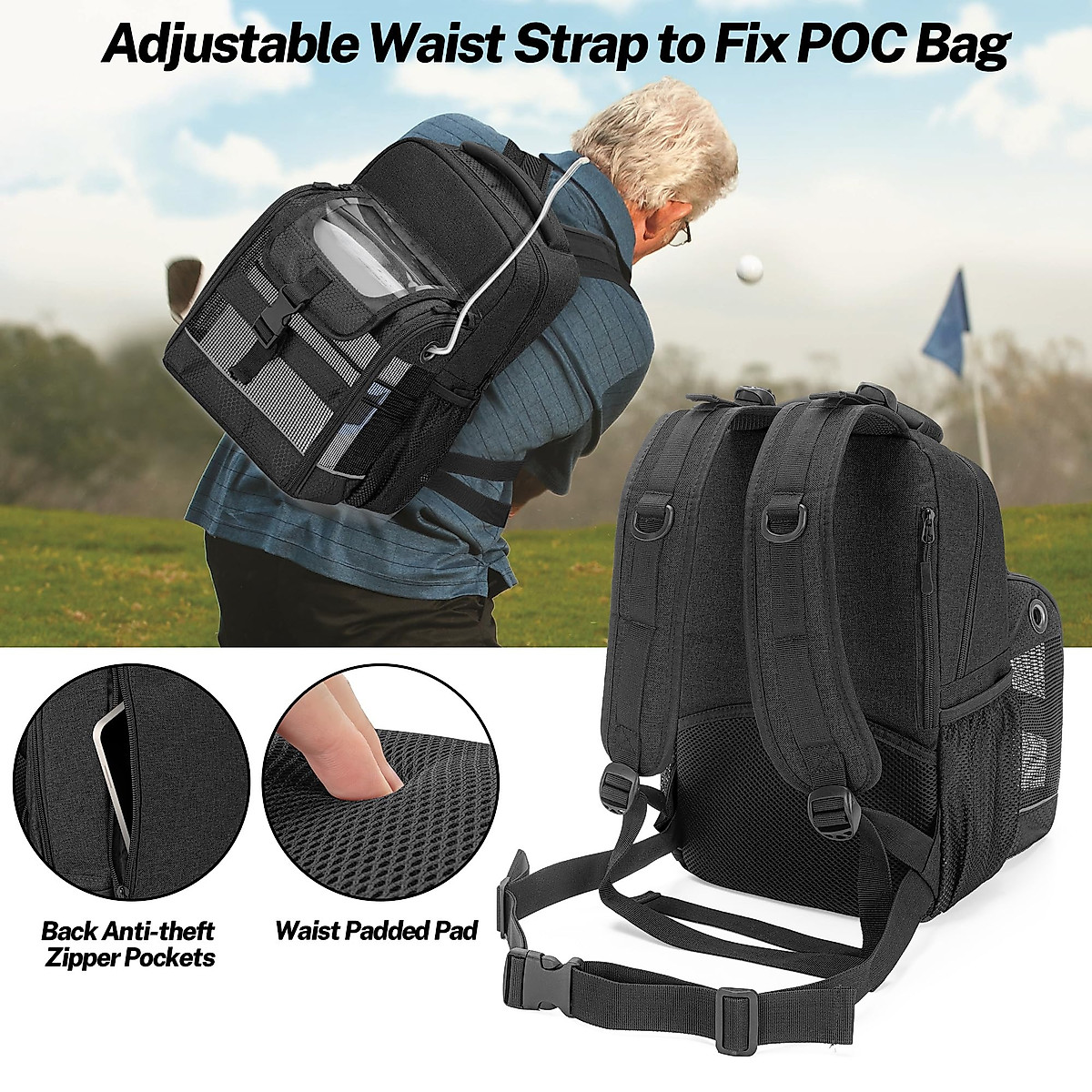 Trunab Portable Oxygen Concentrator Carrying Backpack, POC Bag with Transparent Cover & Multiful Pockets Compatible with Inogen one, Caire Freestyle Comfort, Oxygo, Philips SimplyGo Mini