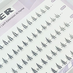 Bottom Lash Clusters DIY Eyelash Extensions - DAODER 90pcs Wispy Natural Look Clear Band Lashes for Bottom Eyelashes 6mm
