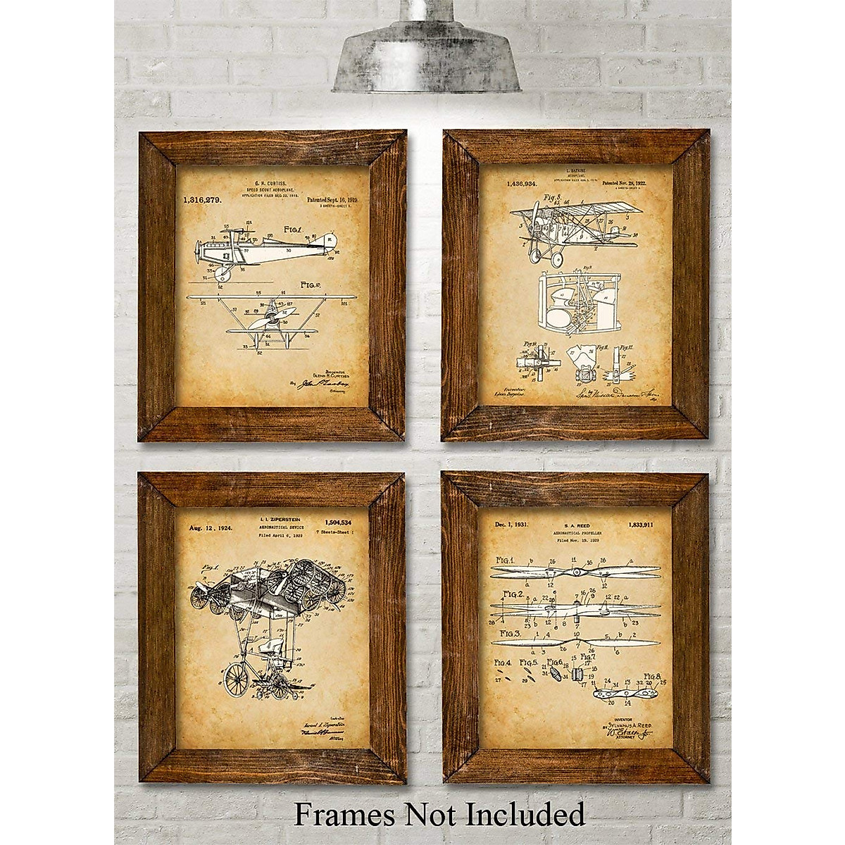 Original Flying Machines v2 Patent Prints - Set of Four Photos (8x10) Unframed - Makes a Great Home and Man Cave Decor and Gift Under $20 for Engineers and Pilots