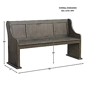 Homelegance Toulon 62" Church Pews Dining Bench, Glaze Oak
