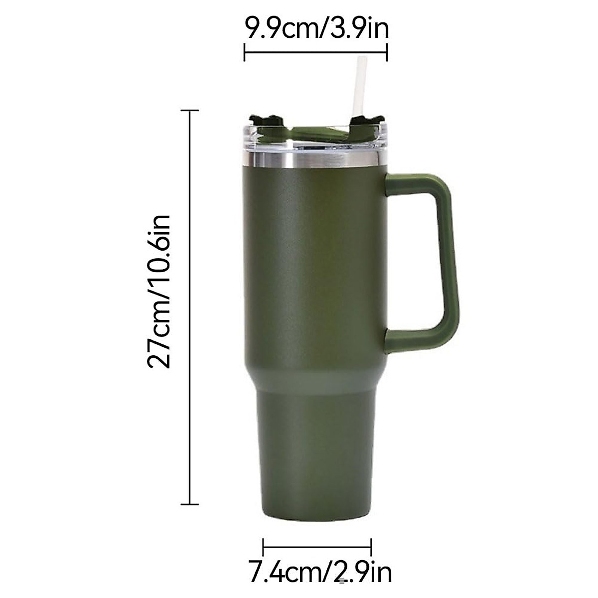 40oz Mug Tumbler With Handle And Straw, 304 Stainless Steel Water Bottle, Vacuum Stainless Steel Cup, Keep Drinks Cold/Hot, Dishwasher Safe, Fit in Car Holder Travel Coffee Mug for Home/Office/Camping