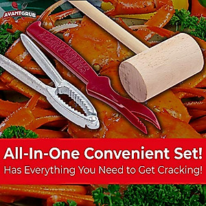 Cracker, Mallet and Sheller Seafood Combo Set 1Pk. All in One Pack Perfect for Eating Crab, Lobster, Crawfish or Deveining Shrimp. BPA Free Party Supplies for Feasts, Boils and Themed Restaurants.