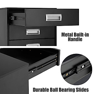 TOPSKY 5 Drawer Mobile Cabinet Fully Assembled Except Casters Built-in Handle (Black)