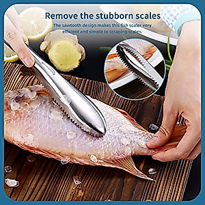 5 Pieces Fish Scaler Remover with Stainless Steel Sawtooth Easily Remove Fish Cleaning Scales Kit,Kitchen Fish Scaler Tool with Cut Resistant Gloves, Suitable for All Kinds of Fish