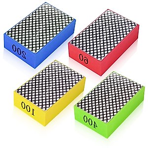 Diamond Hand Polishing Pad Sanding: 4pcs Diamond Sanding Pads, Diamond Polishing Pads Foam Backing, Tile Polishing Pads for Grinder, Sanding Blocks for Ceramic Tile Glass Grinding(Grit 60/100/200/400)