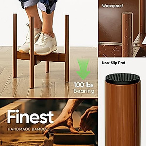 MUDEELA 2 Pack Indoor Plant Stands, 2 Tier Tall Plant Stand 30 inches, Mid Century Bamboo Plant Stand, Adjustable Width 8 - 12 inches, Fits Pot Size of 8 9 10 11 12 inches, Pot & Plant Not Included, Brown