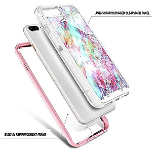 E-Began iPhone 8 Plus Case, iPhone 7 Plus Case, iPhone 6 Plus/6s Plus Case with [Built-in Screen Protector], Full Body Shockproof Protective Matte Bumper Cover, Marble Design Durable Case -Fantasy