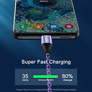 100W USB C to C Charging Cable for Samsung Galaxy A14 5G A13 A03S A23 S23 A54 A53 A34 A24 S22 Ultra S21 S20 FE Z Flip4 3 Z Fold4,iPad,Mac Book,Google Pixel 7a 7 Pro 7 6a 6 Pro 5a 2Pack 6FT Cord