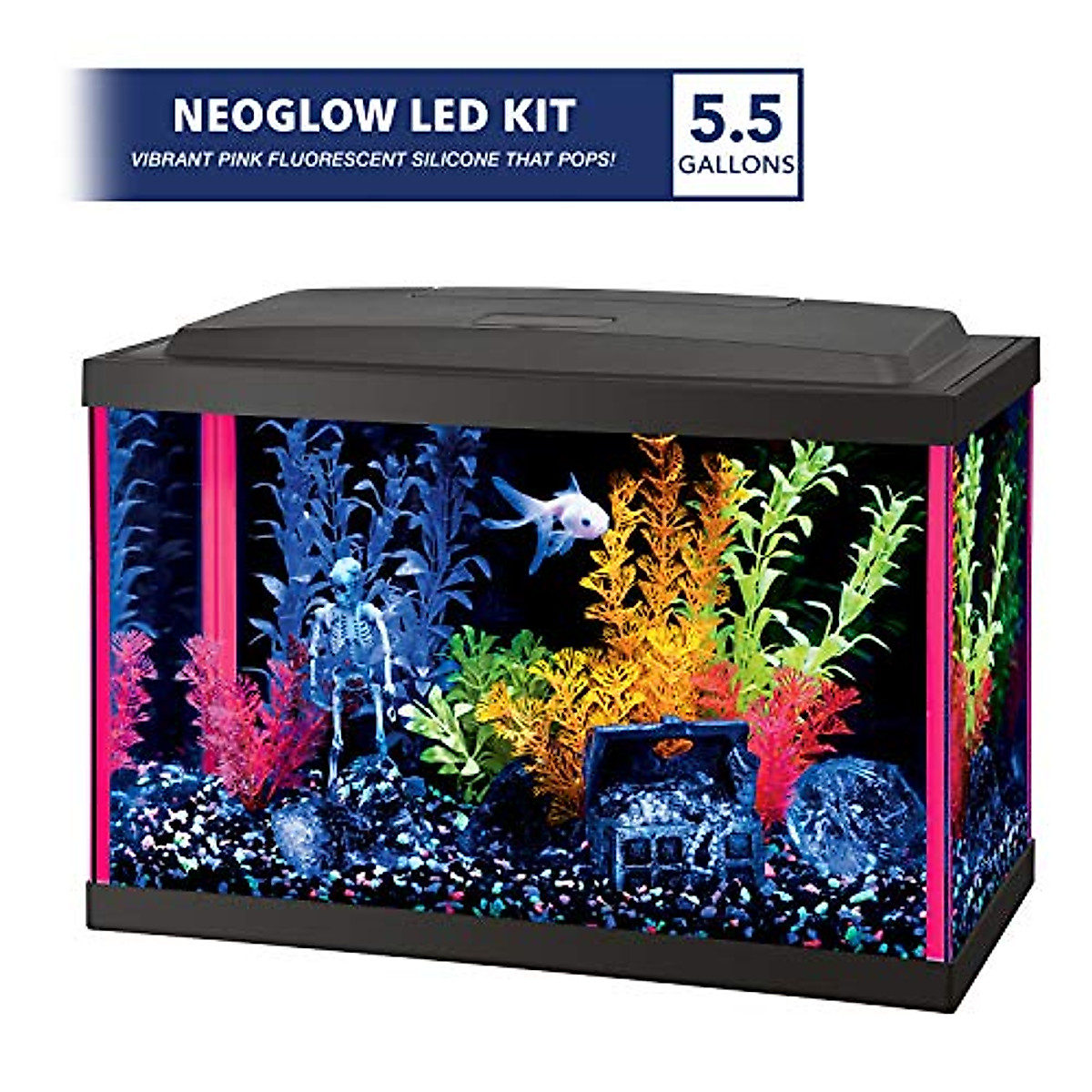 Aqueon NeoGlow LED Pink Aquarium Fish Tank Starter Kit, 5.5 Gallon