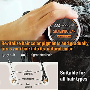 Reverse Grey Hair Shampoo Bar - Moisturizer, Extra Strength Refreshing Scalp , Gray Hair Coverage, Darkening, Natural Solid Shampoo, for Women and Men, Restore Shiny Hair, Paraben Free, 2.15 Oz