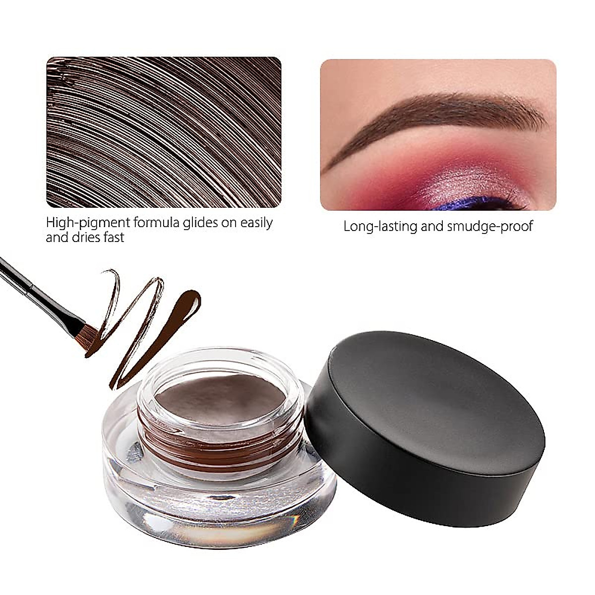 4D Hair Stroke Brow Stamp Brush Set Eyebrow Hair Stroke Brush with Eyebrow Cream Multifunction Ultra-thin Angled Realistic Eyebrow Brush Makeup Kit(Black)