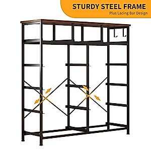 LIVEHOM 11 Dresser Drawer for Bedroom, Chest of Drawers with Side Pockets, Hooks, Fabric Storage Drawer, Steel Frame, Wood Top, Organizer Unit and Pull Handle for Closet, Nursery